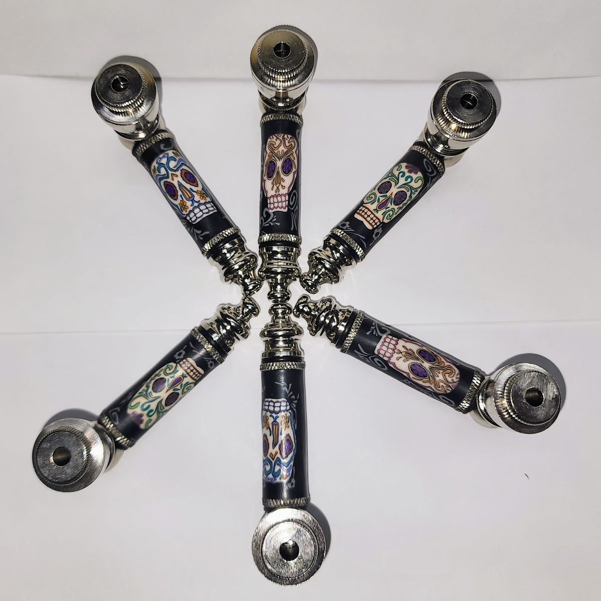3" Day Of The Dead Fimo Metal Pipe – Happy Trails Inc & Joe's Smoke Shop
