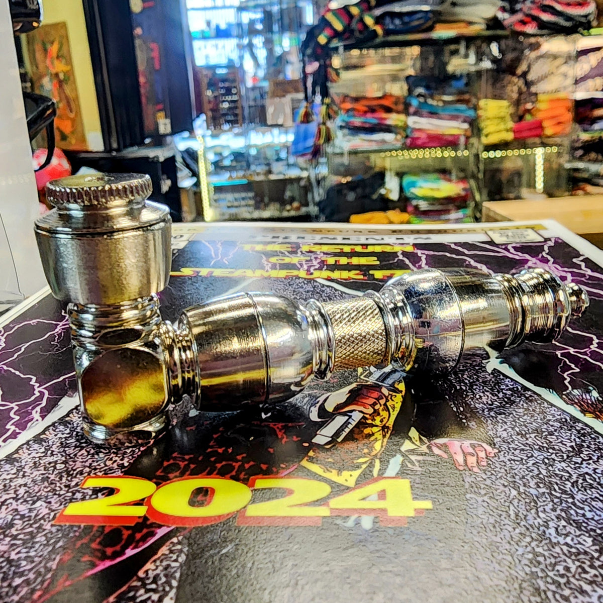 3.5" Metal Double Chamber Pipe -"Mirror Image" with Lid Jim Lynch ...