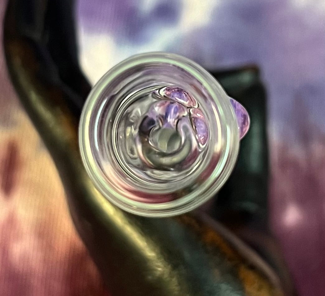 3.5” Clear W/3 Purple Bumps Chillum – Happy Trails Inc & Joe's Smoke Shop