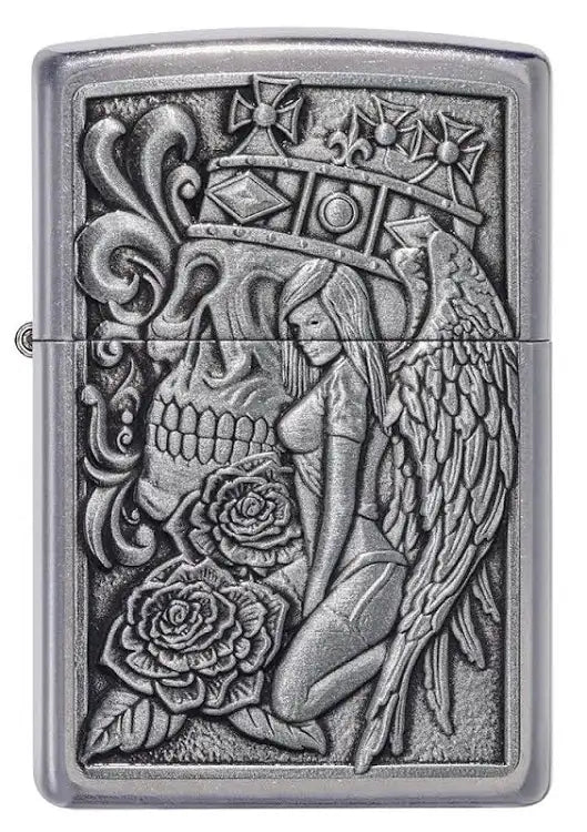 Skull and Angel Emblem Zippo – Happy Trails Inc & Joe's Smoke Shop