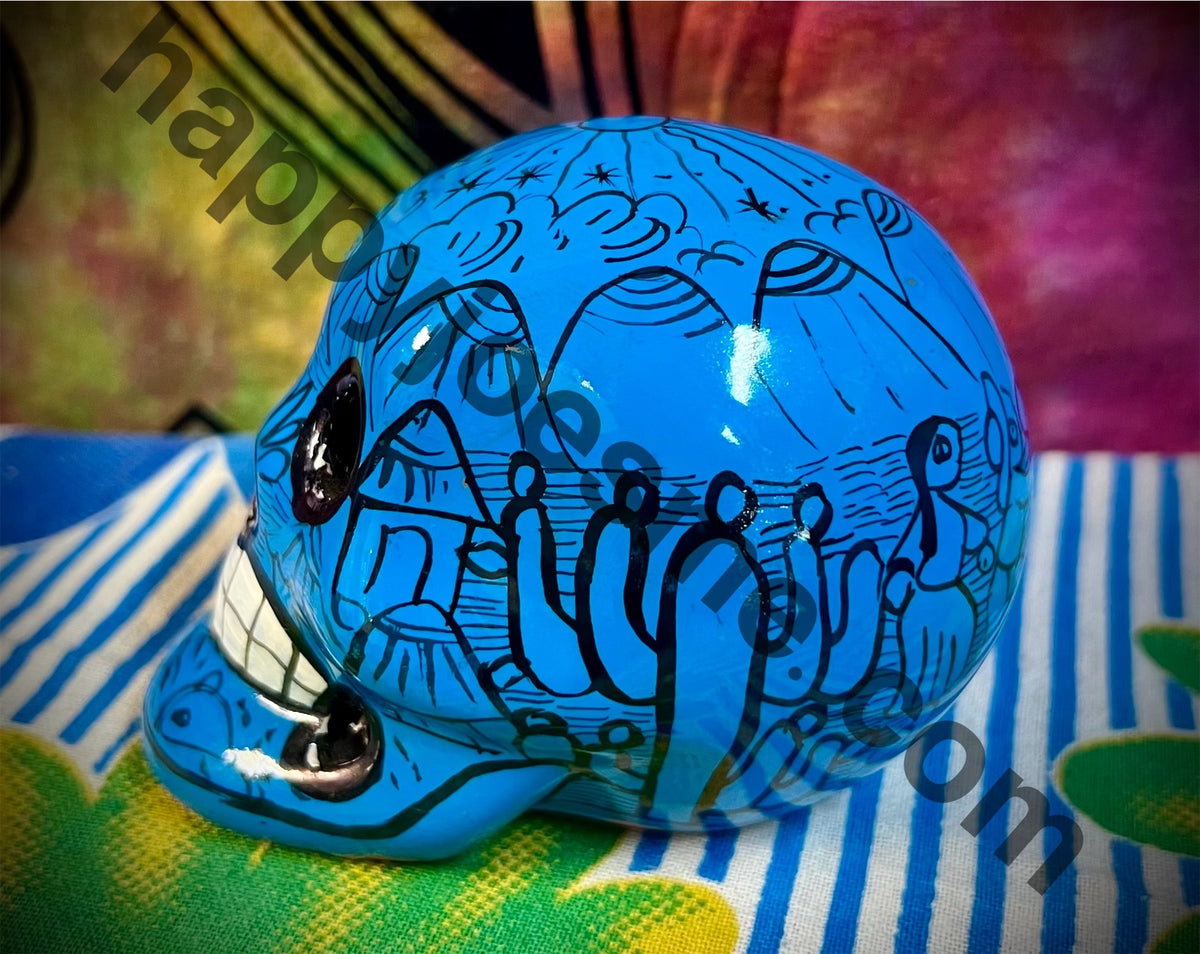Blue Village Sugar Skull Small – Happy Trails Inc & Joe's Smoke Shop