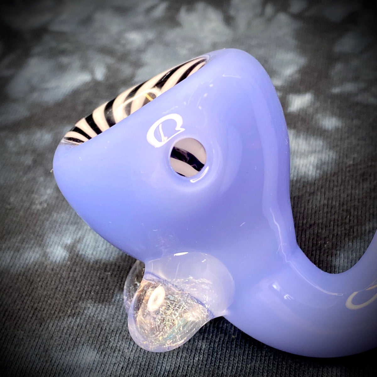 6" Purple Sherlock w/ Black/White Striped Bowl & Clear Dichro Lumps by ...
